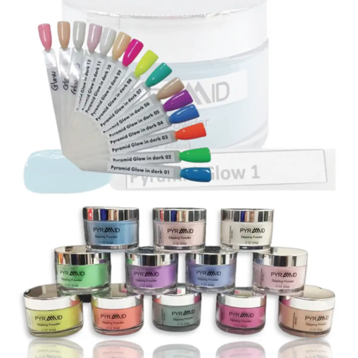 Pyramid Dipping Powder 2oz - Glow In The Dark - Full Set 15 Colors ...